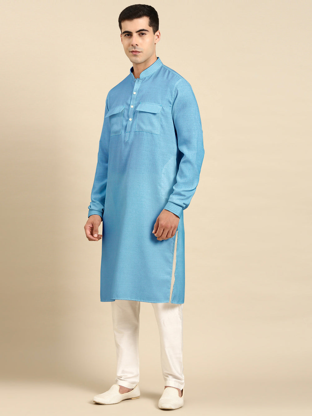 Light Blue Pathani Kurta Set | The Ethnic Co